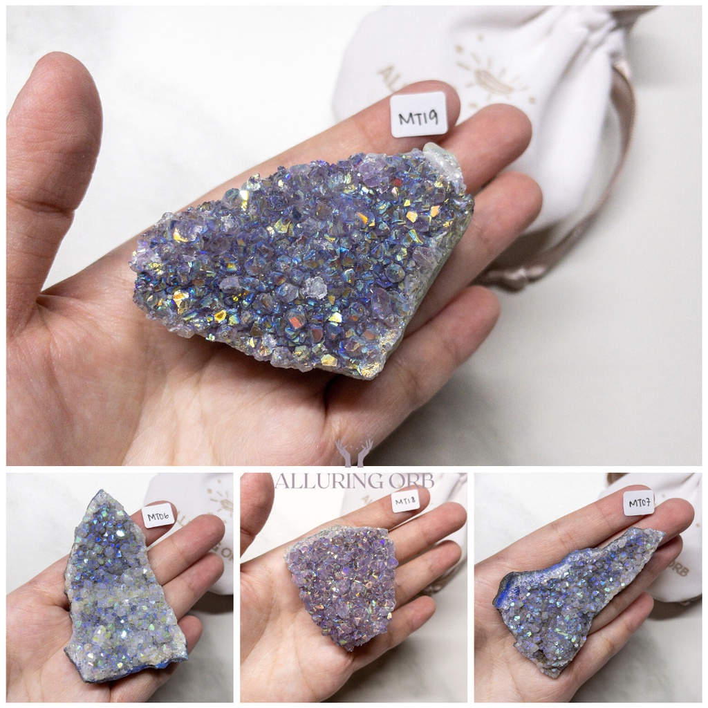 🔮🇸🇬 Rainbow Aura Amethyst Cluster | Crystal Carvings | Natural Crystals ...