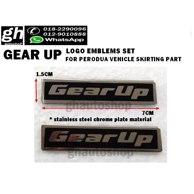 GEAR UP logo emblems set for Bezza / Axia skirting part (2pcs) | Shopee Singapore
