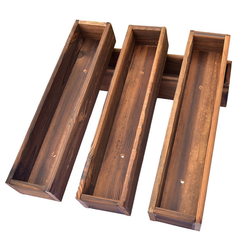Antiseptic Wood Flower Box Rectangular Carbonized Solid Wood Flower Pot ...