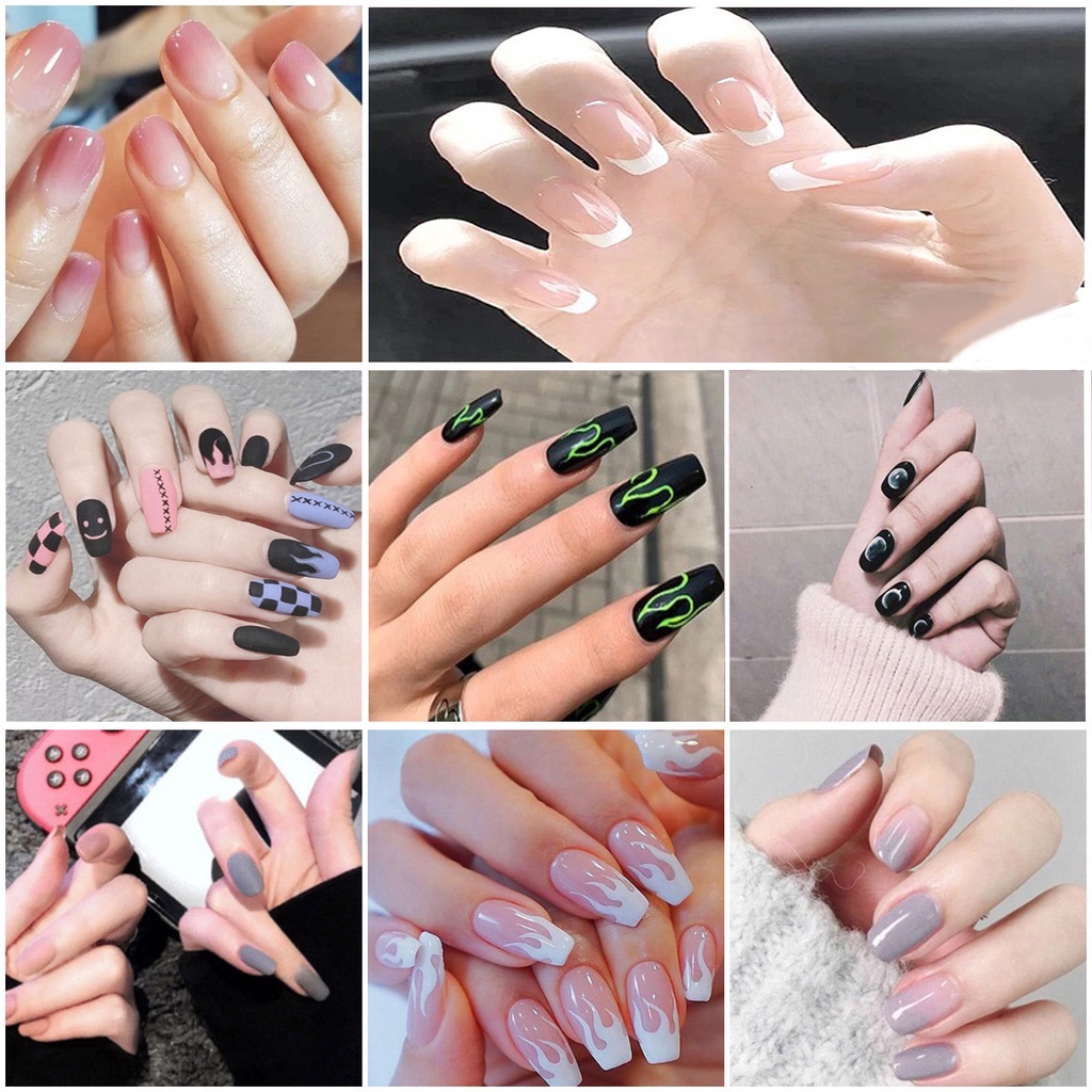 BORN PRETTY 24pcs Fake Nails Set With Glue False Nails Long Nail Fake ...