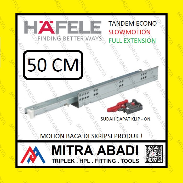 Hafele Drawer Rail Safety Tandem Hafele Rail 50Cm Full Ext. Slowmotion ...