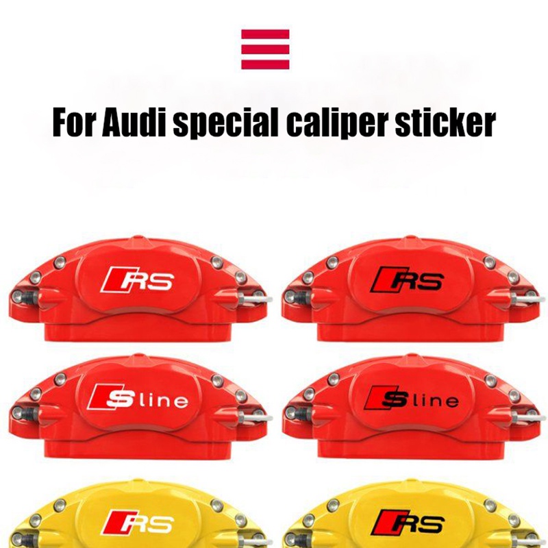 6PCS Caliper Car Sticker Wheel Hub Sline RS Quattro Ceramic Logo For ...