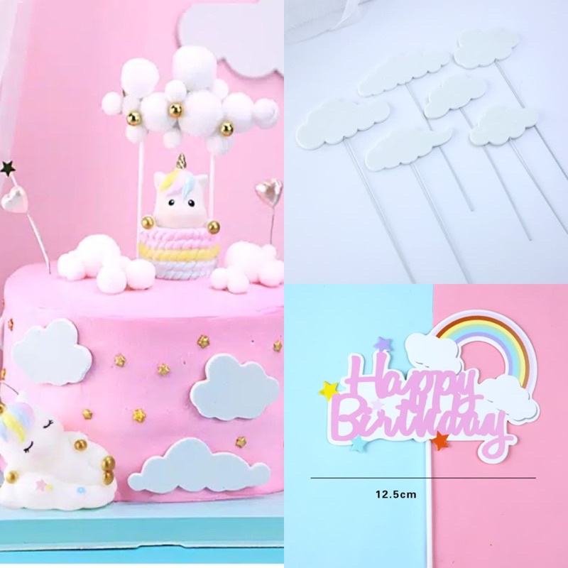 Cloud topper / happy birthday paper topper | Shopee Singapore