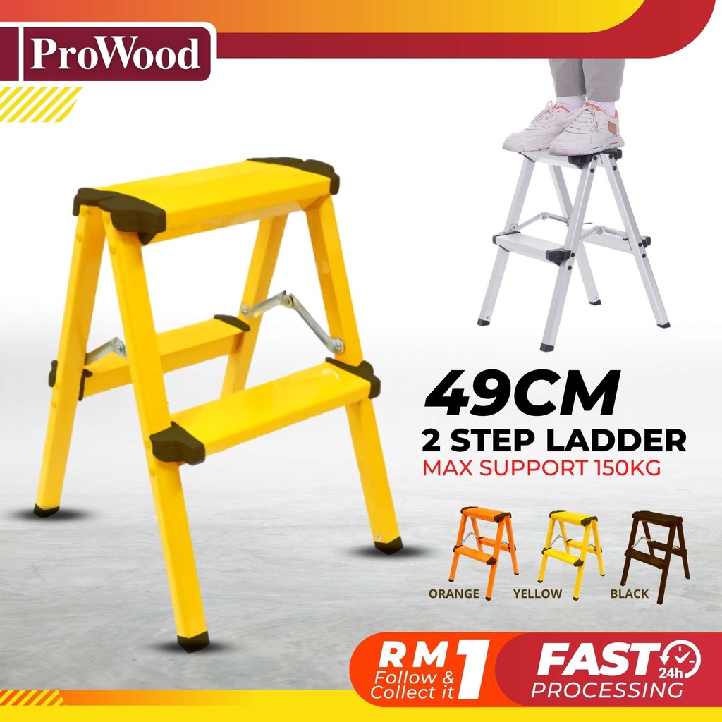 31CM / 49CM Tangga Lipat Mudah Alih Foldable Aluminium 2 Step Foldable ...