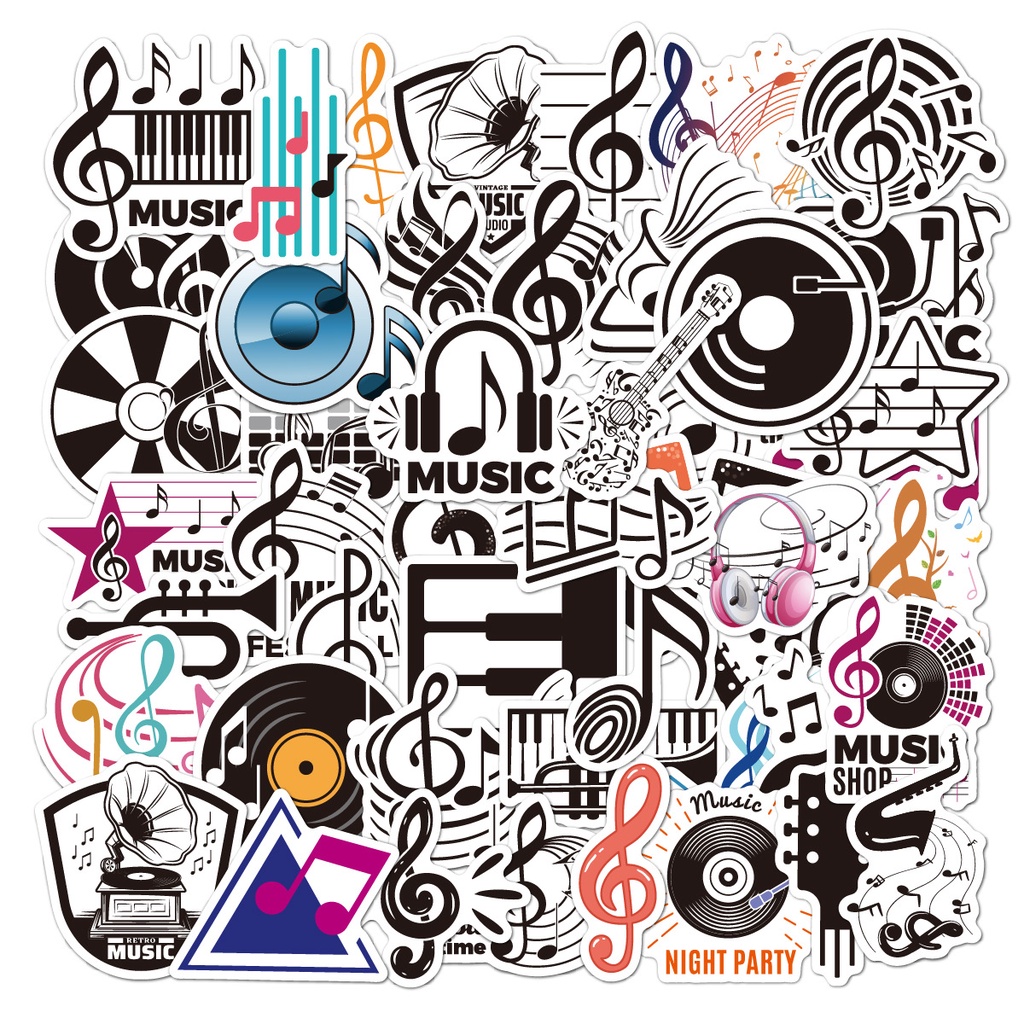 50 pcs Music Notes\Music Theme Waterproof PVC Stickers | Shopee Singapore