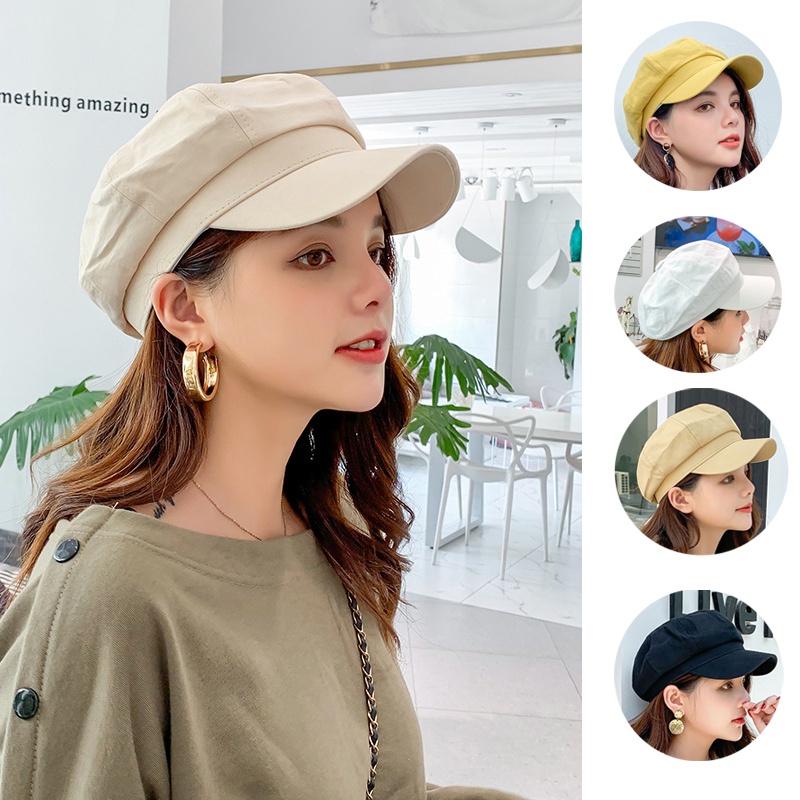 Beret Hat Women Winter Hat Korean Version British Retro Octagonal Hats ...