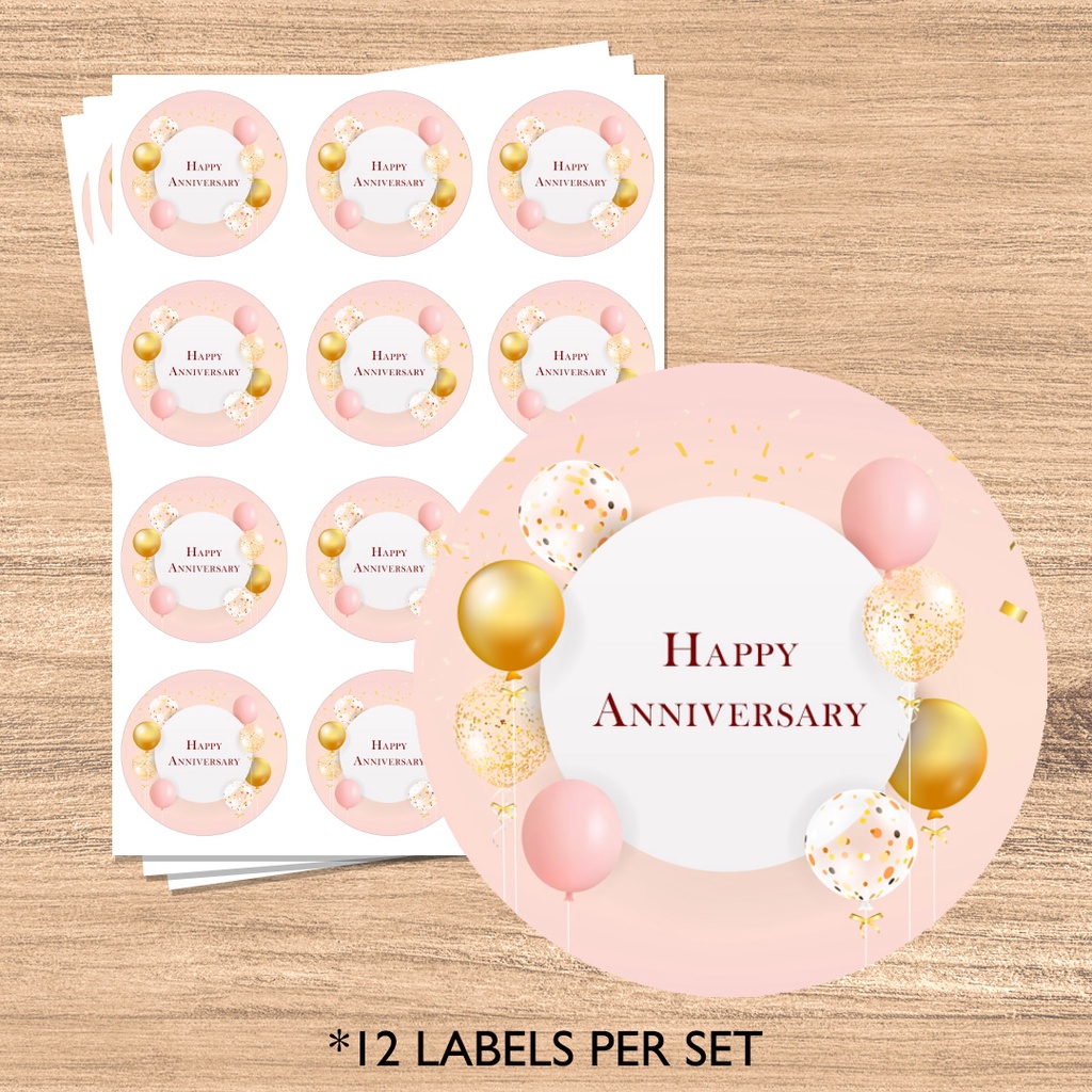 Happy Anniversary Labels, Party Gift Labels, Favor Sticker Labels ...