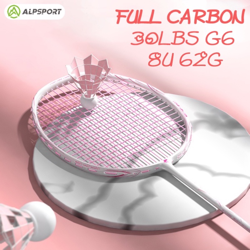 ALP DF 8U G6 Max 30Lbs Strung 100% Full Carbon Fiber Pink Badminton ...