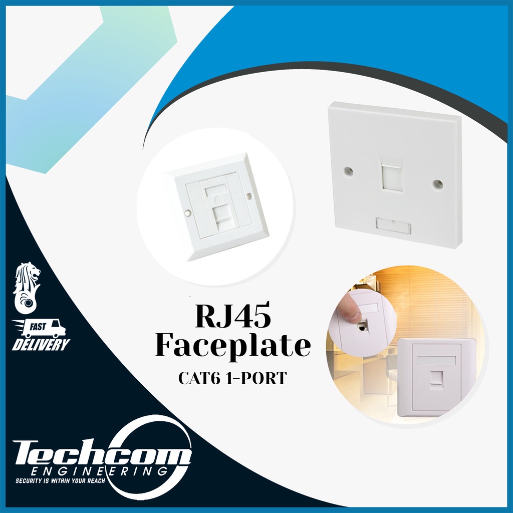 RJ45 CAT6 Wall Face Plate Ethernet Network Socket 1 port Square ...