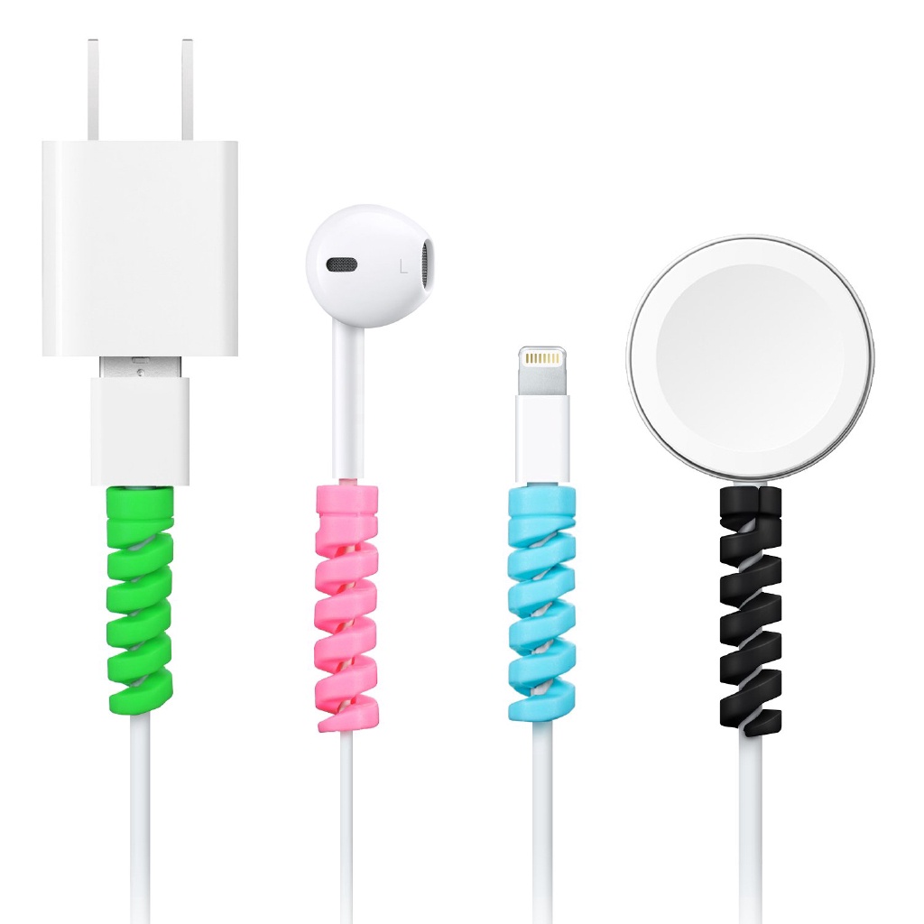 Spiral Cable Protector Soft Silicone Charger Cable Protector Multiple ...