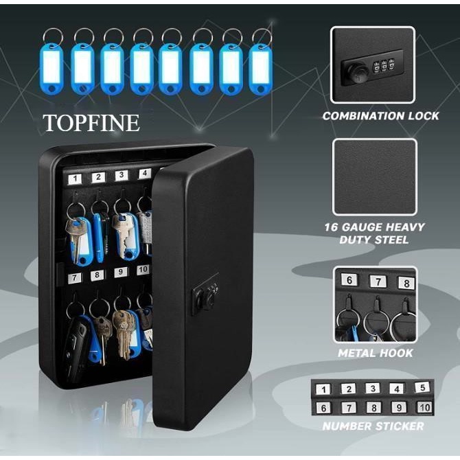 TOPFINE 6 / 20 Key Slots Keys Box Password Lock Metal Keys Storage Wall ...