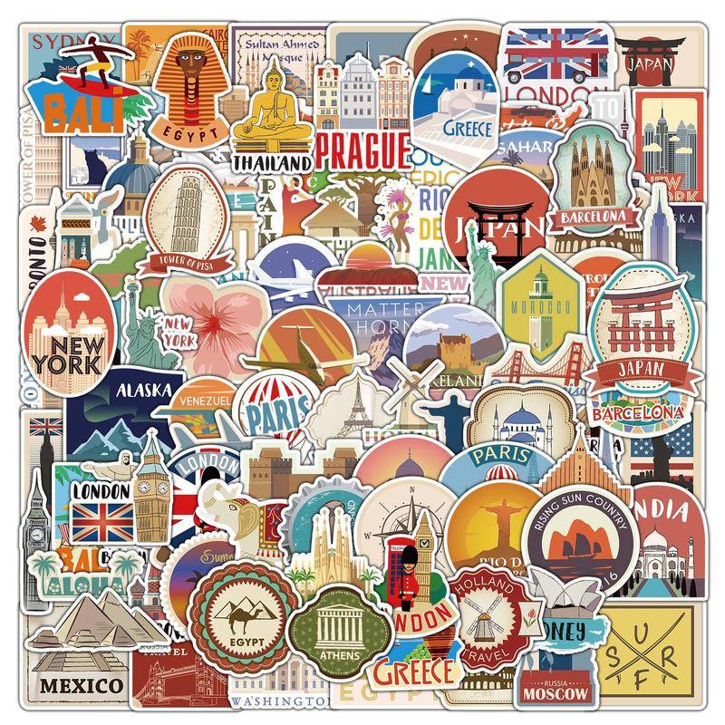 Travel outdoor extreme sports stickers (100 sheets not repeated) anime ...
