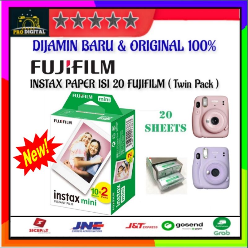 Fujifilm instax mini Paper Plain Twinpack Refill 2x10 Sheets (EXP 2025 ...
