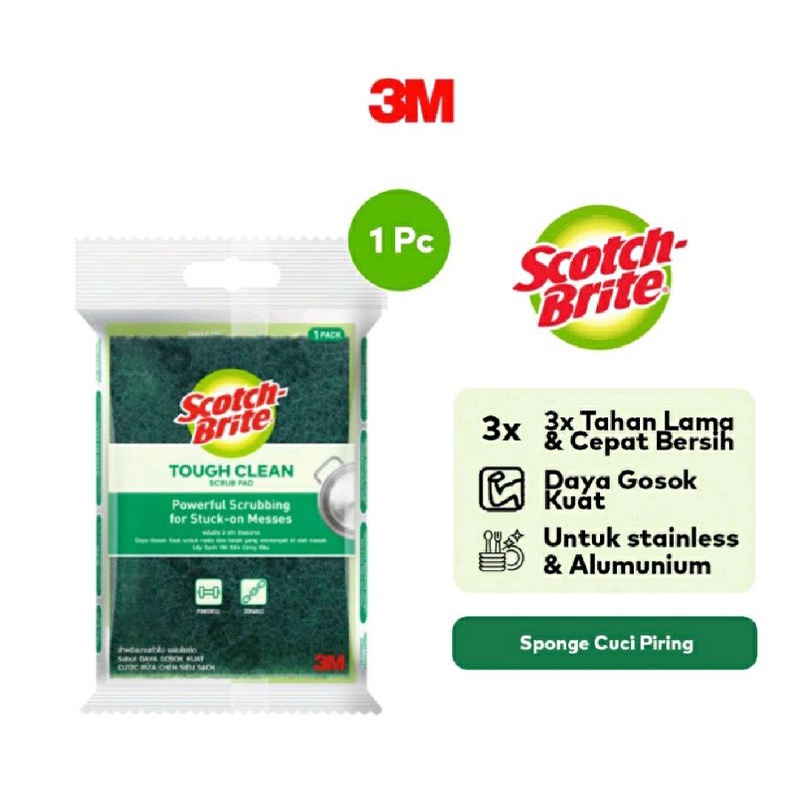 HIJAU 3m Scotch Brite Green Coir Dishwashing Tough Clean Scrub Pad 1-69 ...