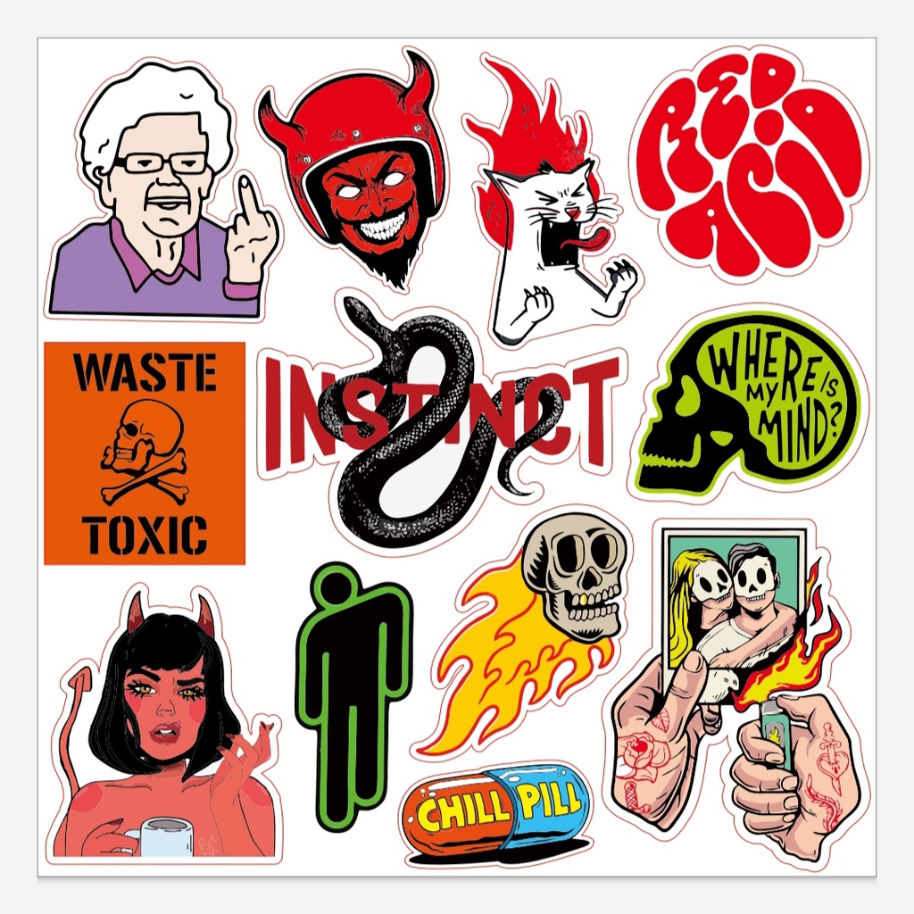 Aesthetic Toxic Satanic Sticker Danger Circle Sticker Pack | Shopee ...
