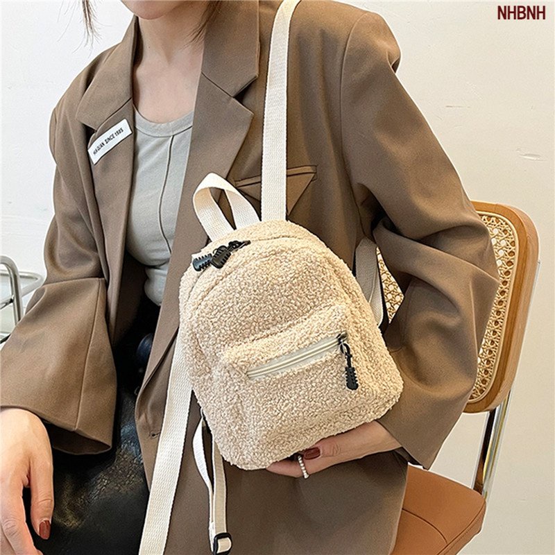 Mini Plush Backpack for Women Girls Autumn Winter Small Daypack ...
