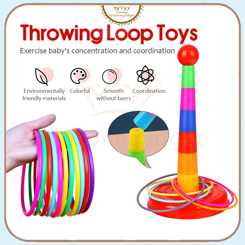 1 Tower 12 Circles Throw Circle Toy Throwing Ring Game Children ...