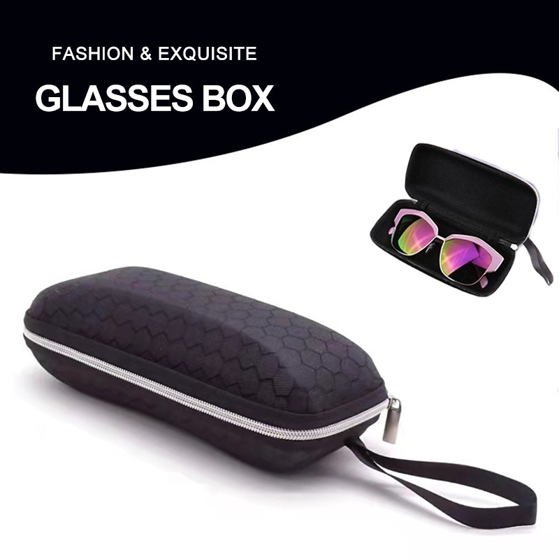Black Glasses Case Zipper Spectacle Hardcase Sunglasses Protective Box ...