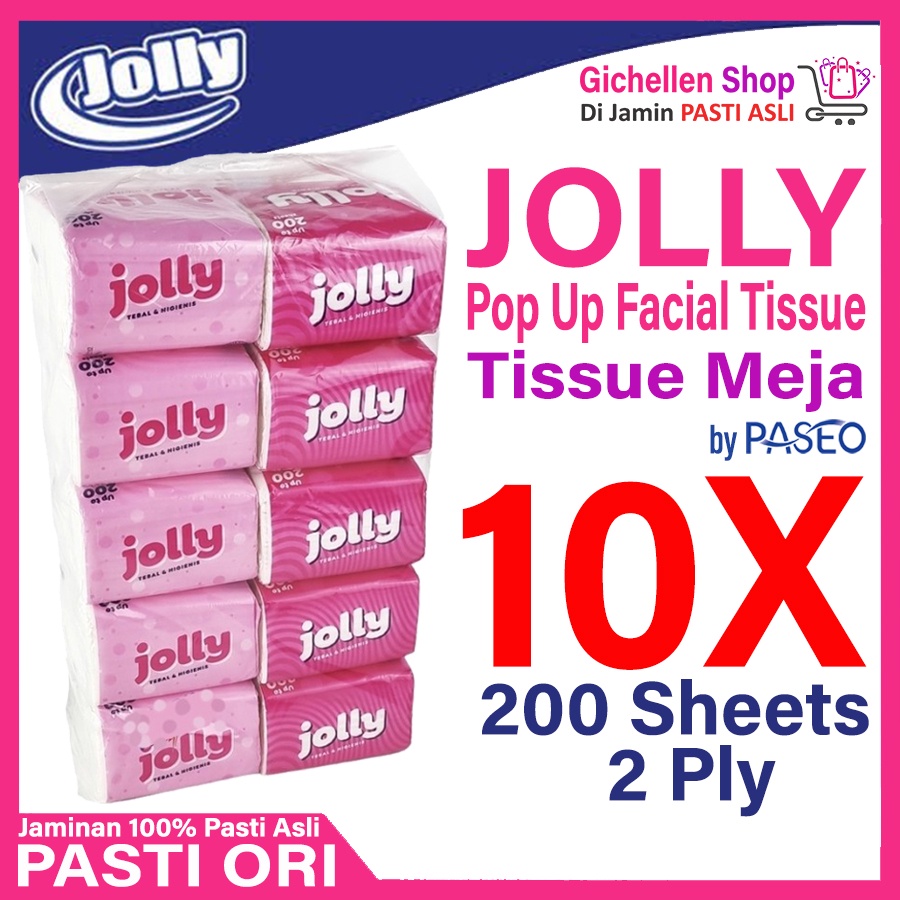 Jolly Table Tissue Pop Up Facial Tissue Table Tissue 10 x 200 Sheets ...