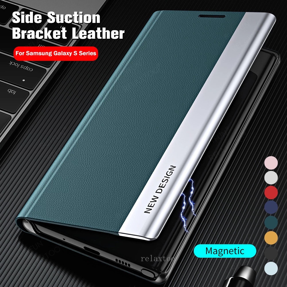 Magnetic Flip Cover Leather For Samsung Galaxy S 25 S25 S24 S23 Ultra Plus + FE Edge S23ultra ...