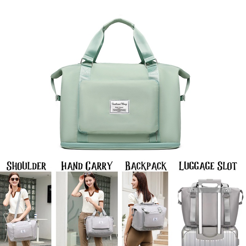 [SG] Foldable Expandable Travel Bag Backpack/ Shoulder Sling Hand Carry ...