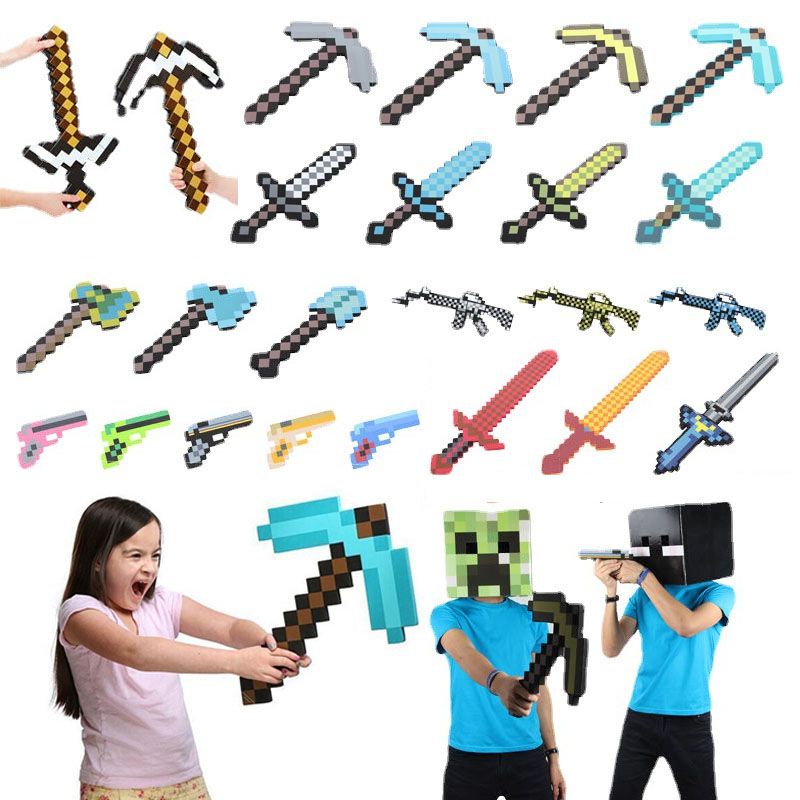 (Ready to Ship) Minecraft Game EVA Foam Diamond Pickaxe Gun Axe Hammer ...