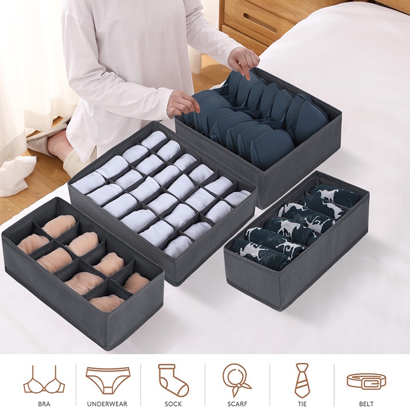 6/7/8/24 Grids Jeans Storage Boxes Closet Organizer Foldable Underwear ...