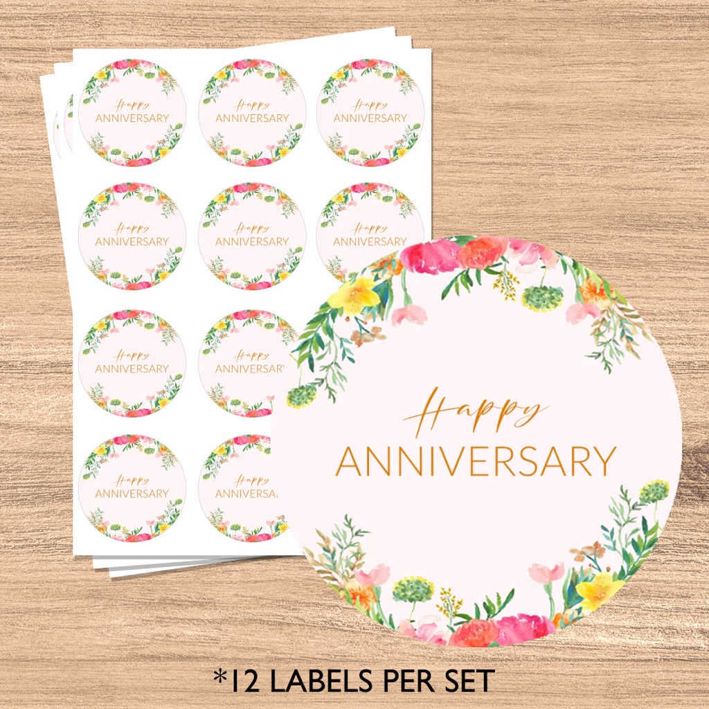 Happy Anniversary Labels, Party Gift Labels, Favor Sticker Labels ...