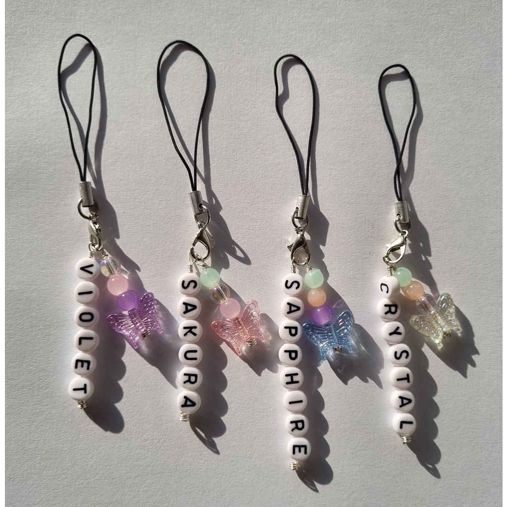 Dainty aesthetic name keychain customisable personalised butterfly ...