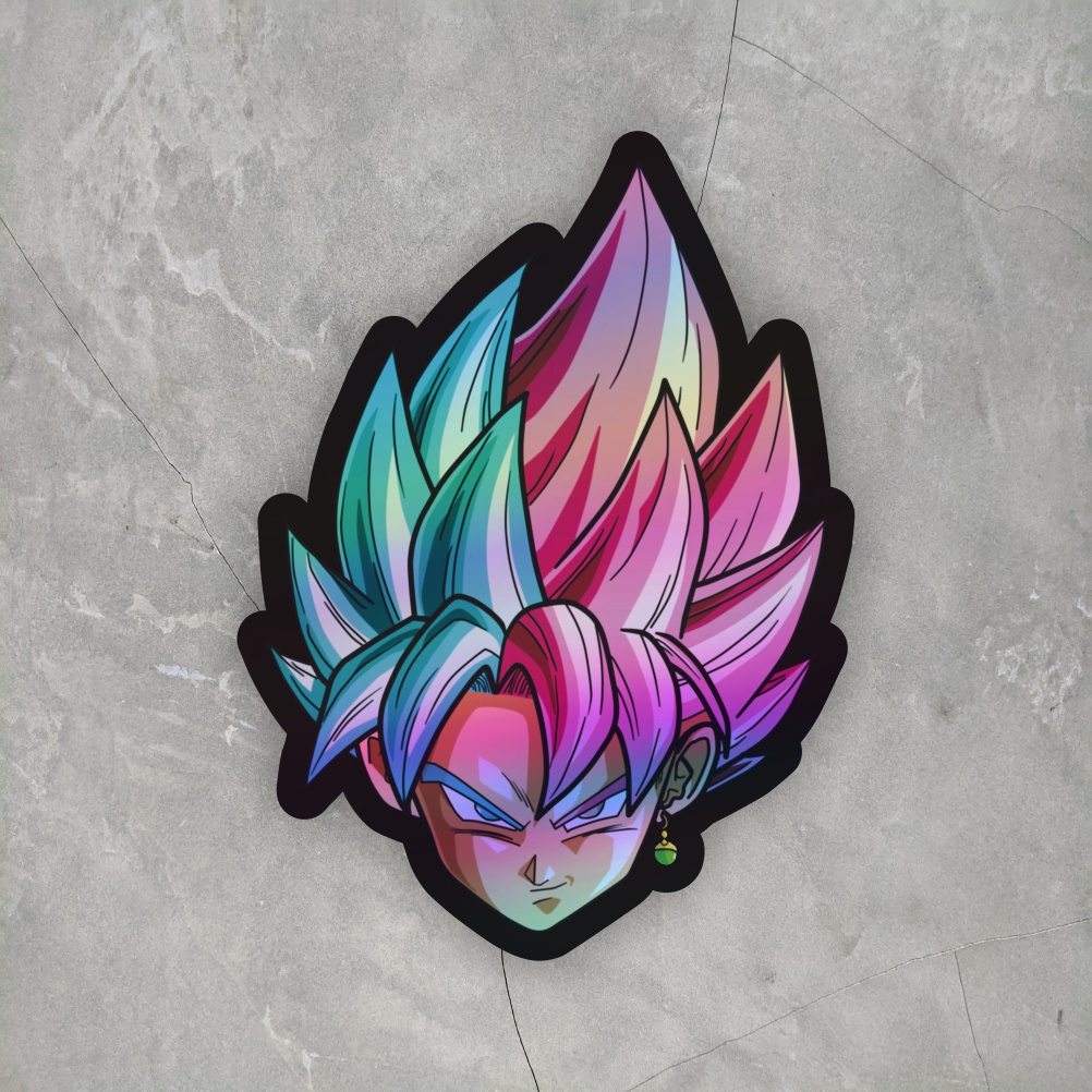 Goku Rose Blue Dragon ball Hologram Anime Sticker size 8 cm | Shopee ...