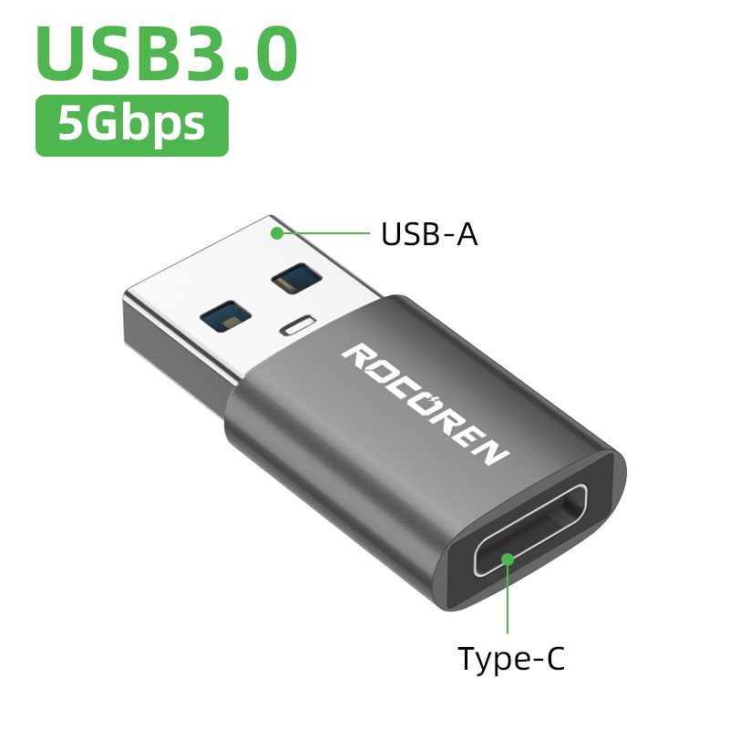 Rocoren OTG Adapter USB Type C Male To USB A 3.0 Female Converter For MacBook Samsung S22 S20 ...
