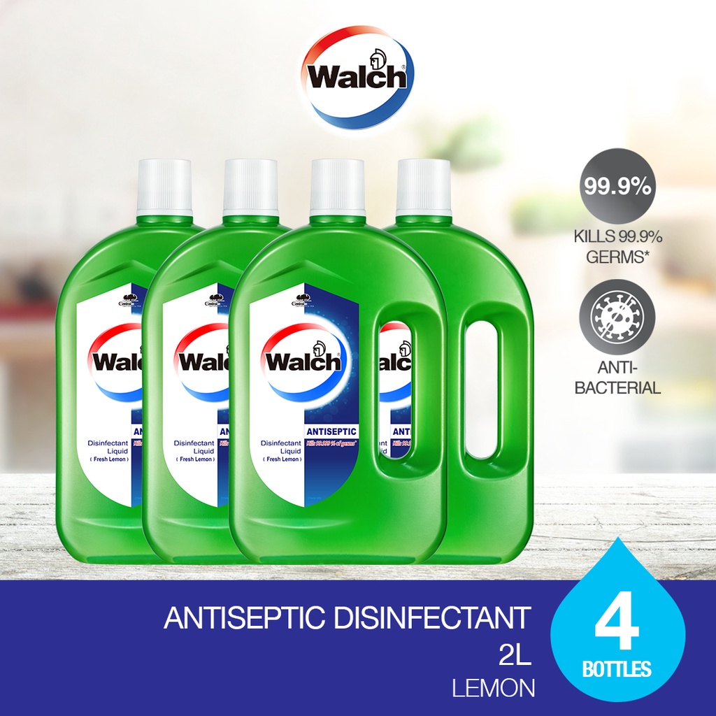 Walch® Antiseptic Disinfectant Liquid 2L x 4 Bottles – Lemon | Shopee ...