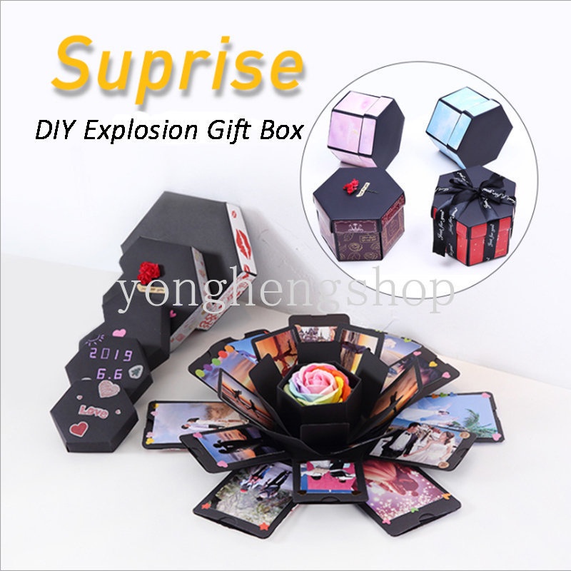 Creative Hexagon DIY Surprise Explosion Box Handmade Anniversary ...