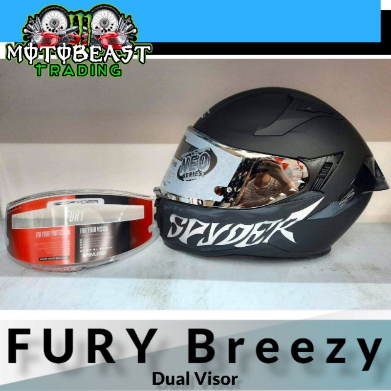 SPYDER Fury Breezy Fullface Dual Visor Helmet with Free Extra Clear ...