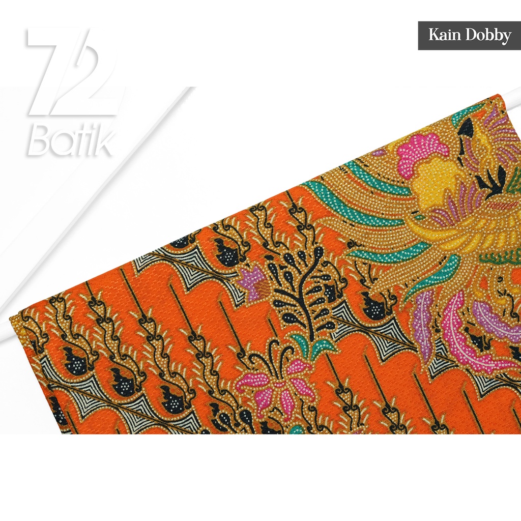 KATUN Premium Dobby BATIK Fabric With Mlungker Orange Flower Motif ...