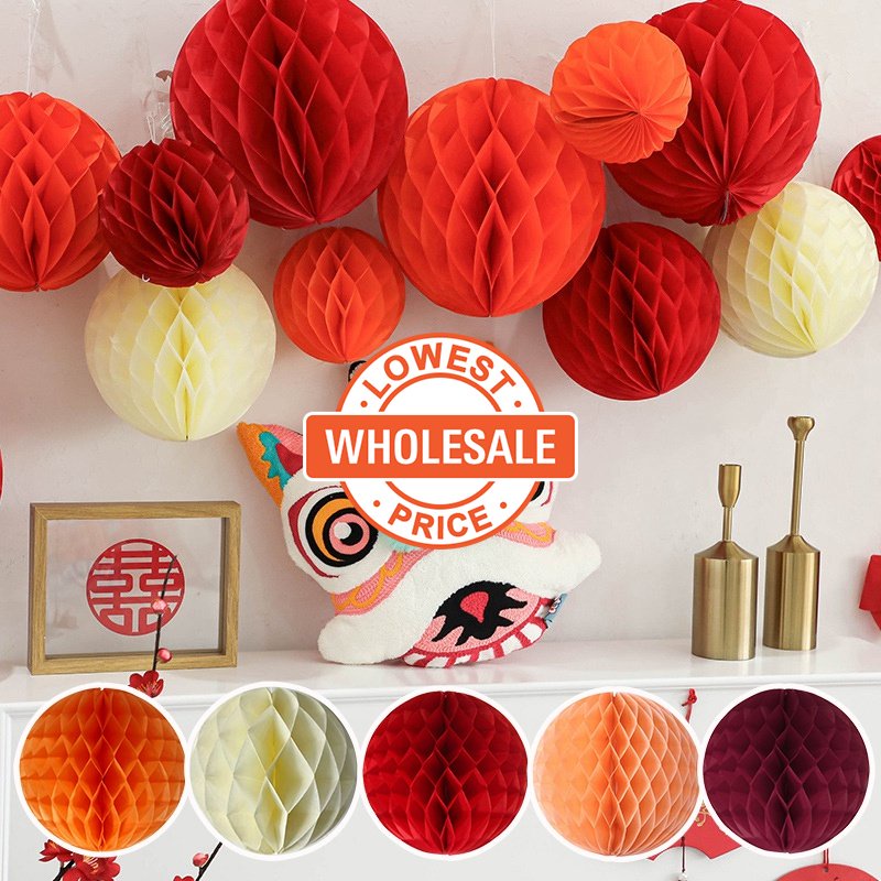 [Wholesale] Spring Festival Honeycomb Hanging Red Wedding Room Chinese ...