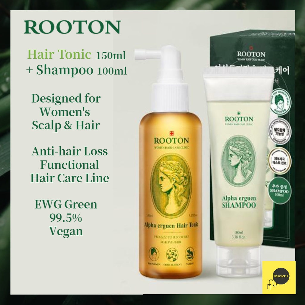 [Rooton] Korean Hair Tonic 150ml and Shampoo 100ml SET for Women with Hair Thinning Loss and ...