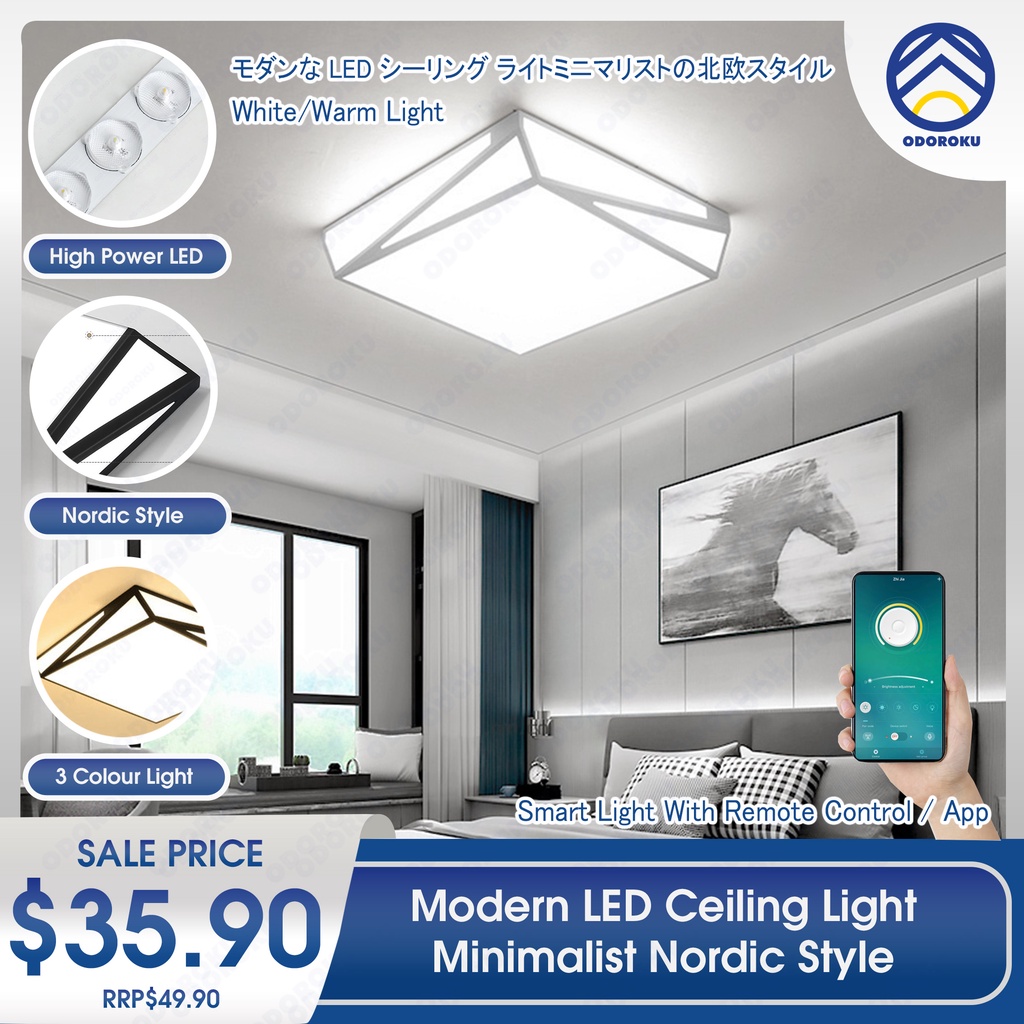 ODOROKU Nordic Style Modern LED Ceiling Light Flush Mount Ceiling Light ...