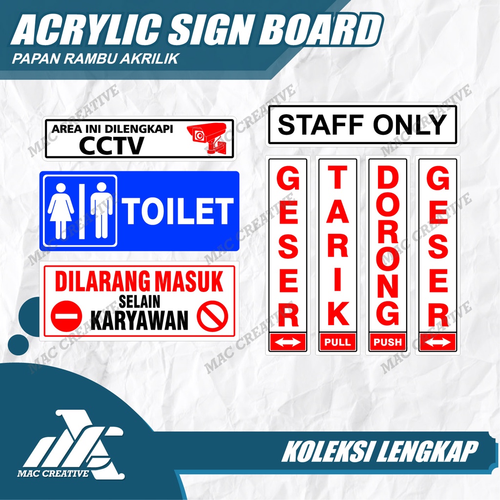 Complete ACRYLIC SIGN BOARD - SIGN BOARD - PULL PUSH ON THE ...
