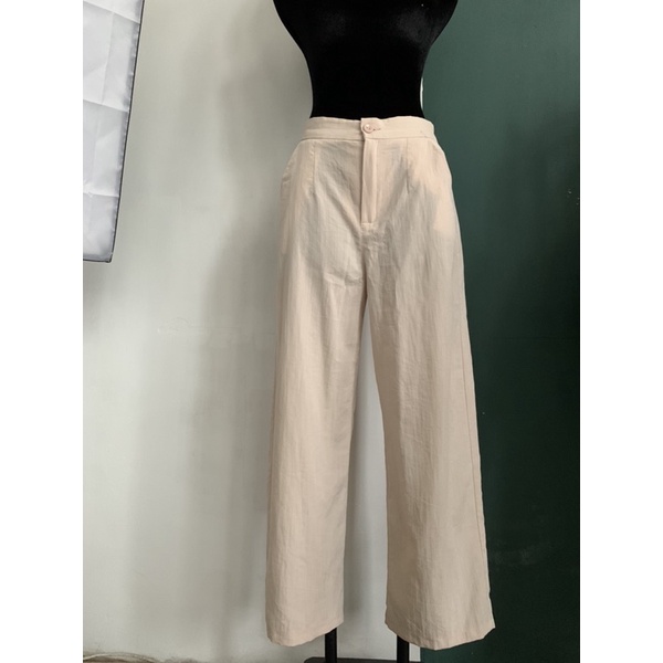 Beige loose pants (qu047) | Shopee Singapore