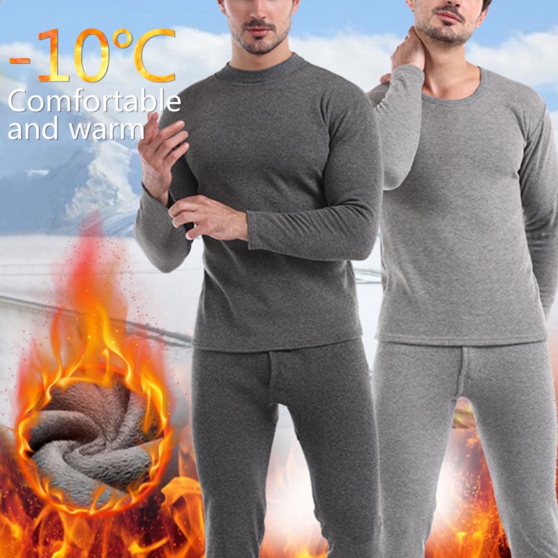 Thermal Underwear Men Winter Long Johns Sets Fleece Keep Warm Seamless ...