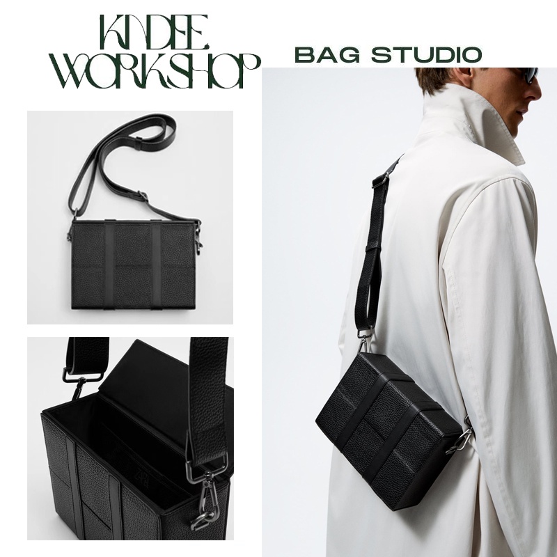 Sturdy genuine leather men's box bag, genuine men's fashion crossbody ...