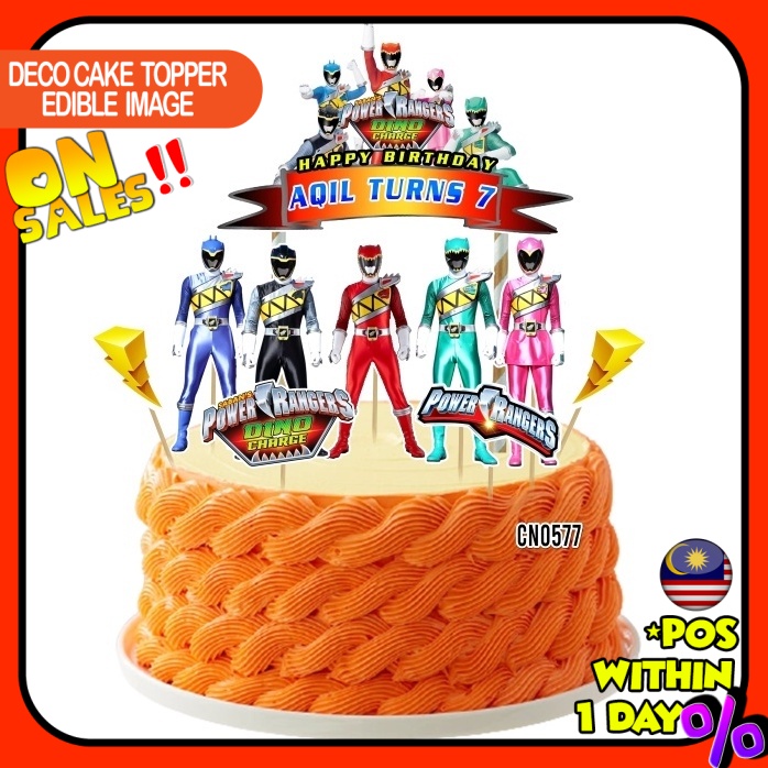 [CUSTOM NAME] Happy Birthday Cake Topper Power Rangers Dino Charge ...