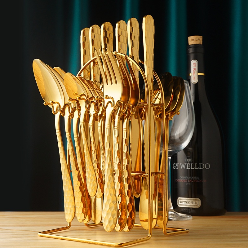 Stainless Steel Tableware 24-Piece Set, Vintage Western Food Four Main ...