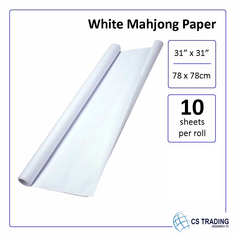 10 pcs x Mahjong Paper 50gsm - 31" x 31" / White Mahjong Paper Roll ...