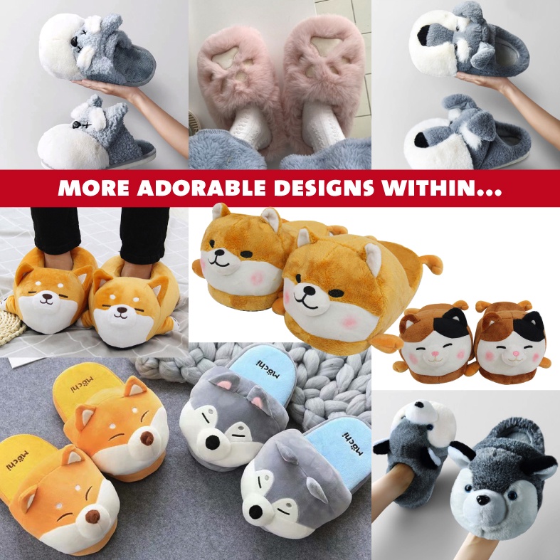 SG STOCKS Corgi Husky Dog Cat Adult Bedroom Slipper Slippers Indoor ...
