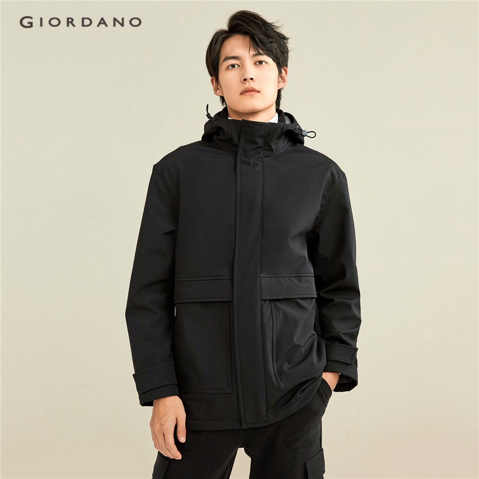 GIORDANO MEN Polar fleece big patch pocket hooded jacket 01071678 ...