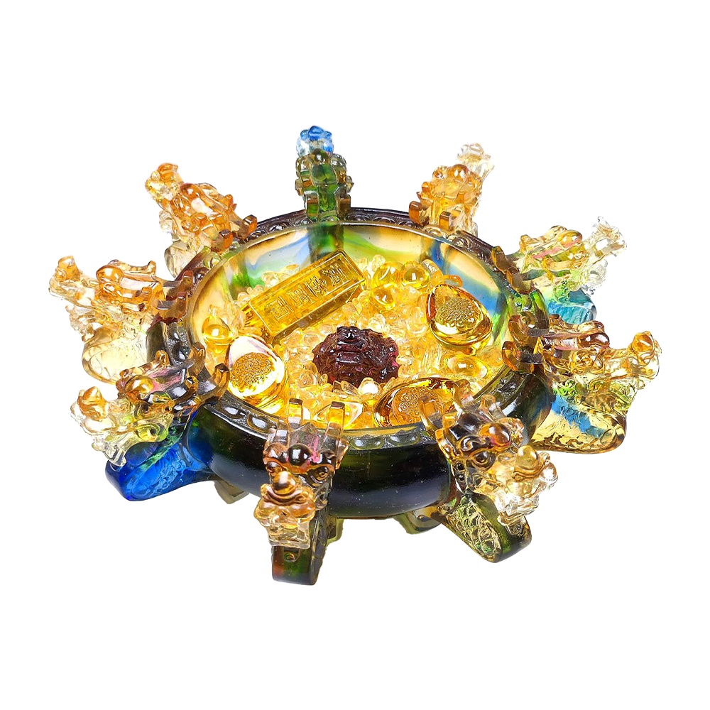 Nine Dragons Liu Li With Long Gui Wealth Bowl Display | Shopee Singapore