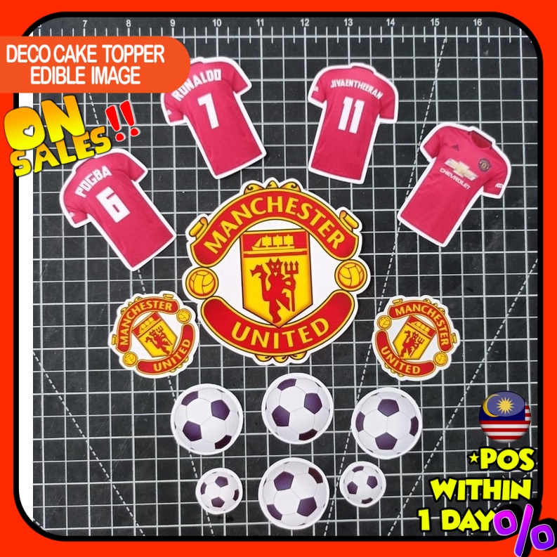 Happy Birthday Cake Topper Manchester United Decoration Set Party ...