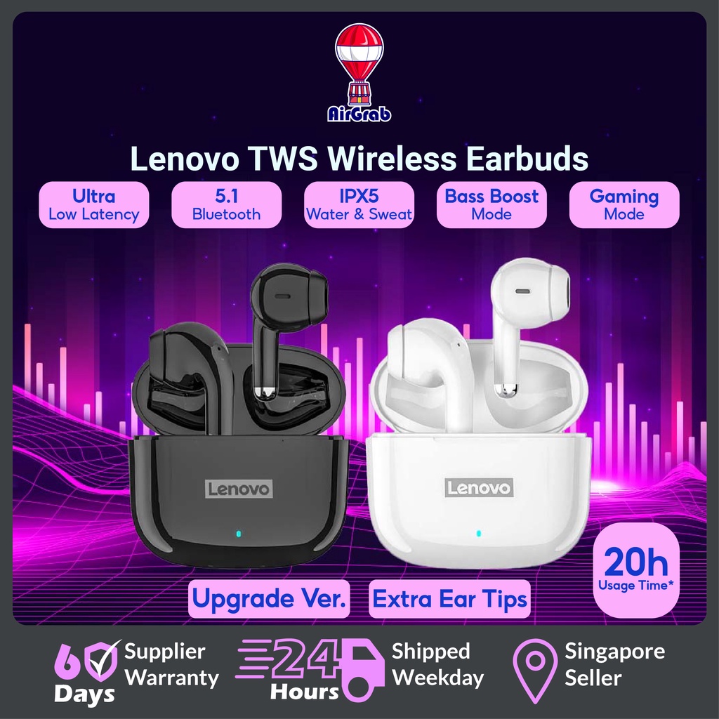 Lenovo Wireless Earbuds TWS Upgrade Version Bluetooth 5.0 Sync No Delay ...